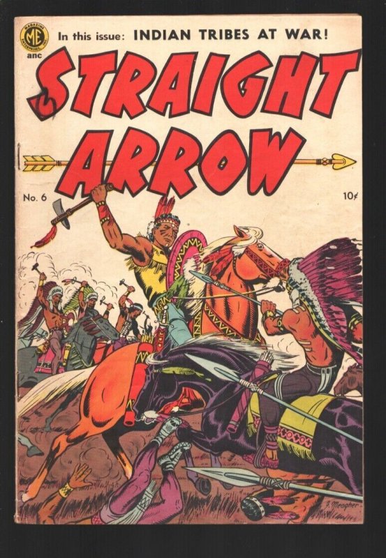Straight Arrow #6 1950-ME-Indian battle cover by Fred Meagher-Red Hawk ...