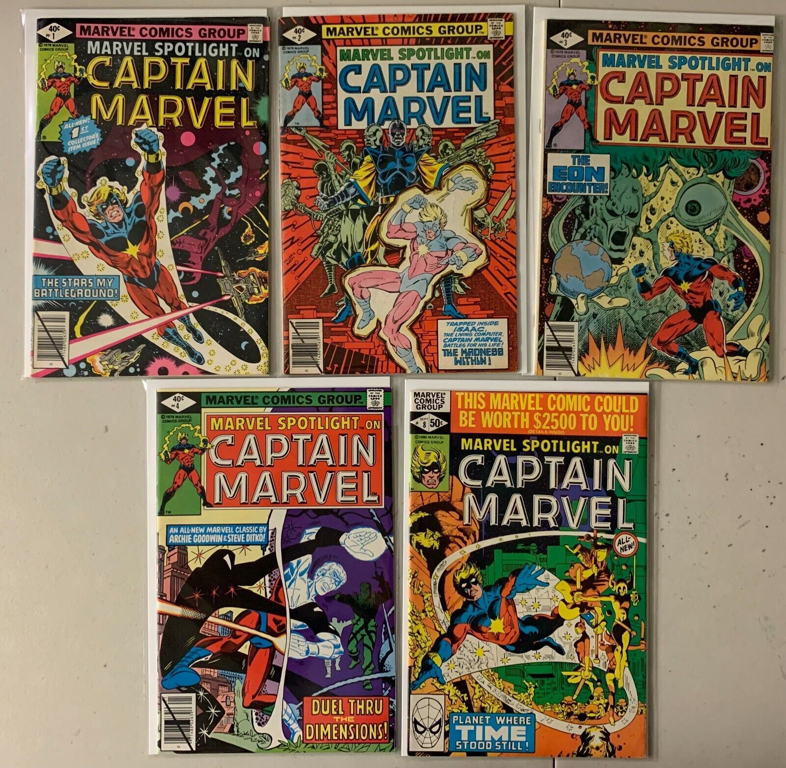 Marvel Spotlight feat. Captain Marvel comics lot #1-8 direct 5 diff ...