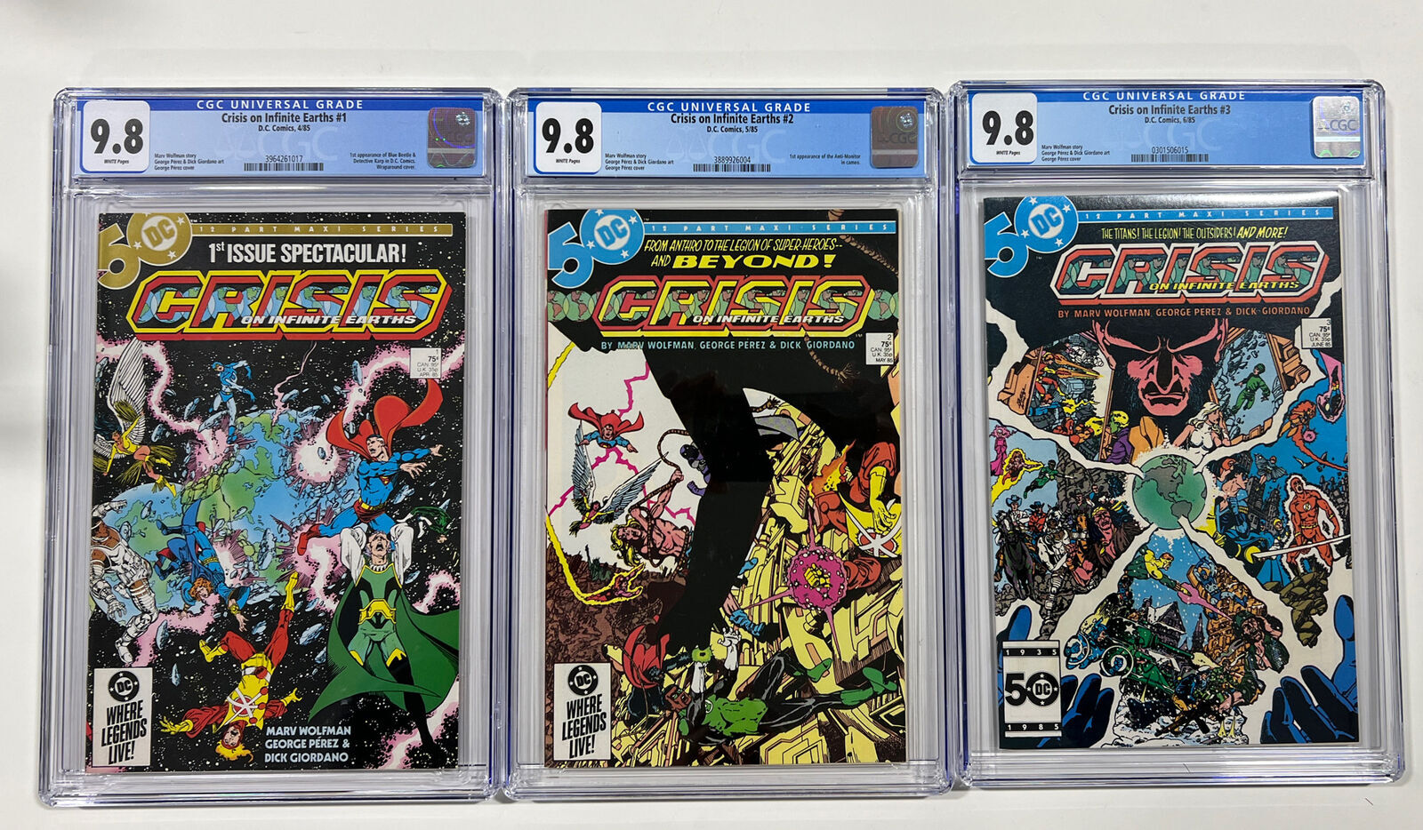 Crisis on Infinite earths 1 2 3 4 5 6 7 8 9 10 11 12 1-12 All Cgc 9.8 ...