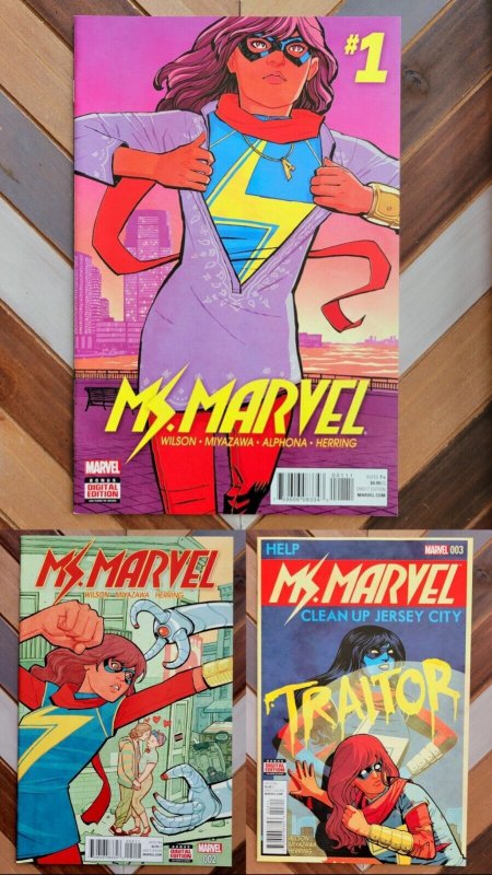 MS. MARVEL #1-3 (Marvel 2016) Kamala Khan, New Series "Super Famous ...
