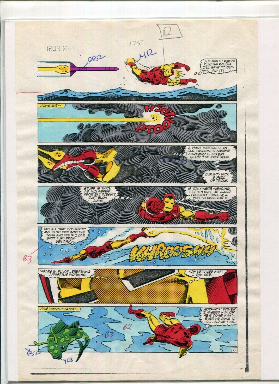 Iron Man #175 p.6 1983 Color Guide art by Bob Sharen | Comic ...