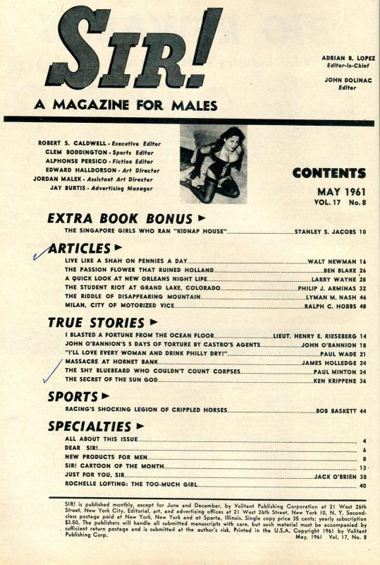 Sir! Magazine May 1961- Rochelle Lofting- John O'Bannion- Chippy ...