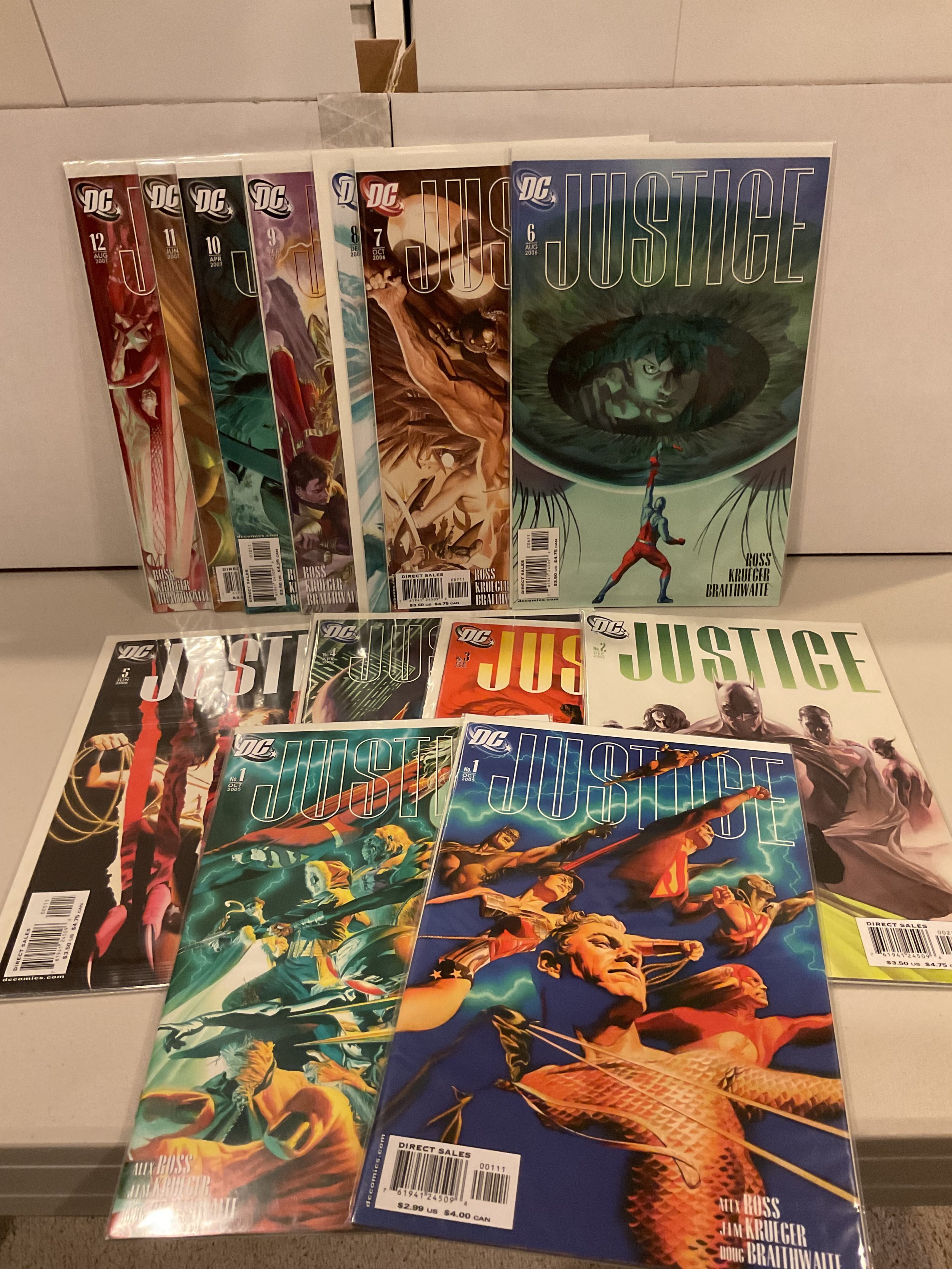 Justice Complete Mini-Series Set 1-12 2005-2007 Alex Ross! Both #1 ...