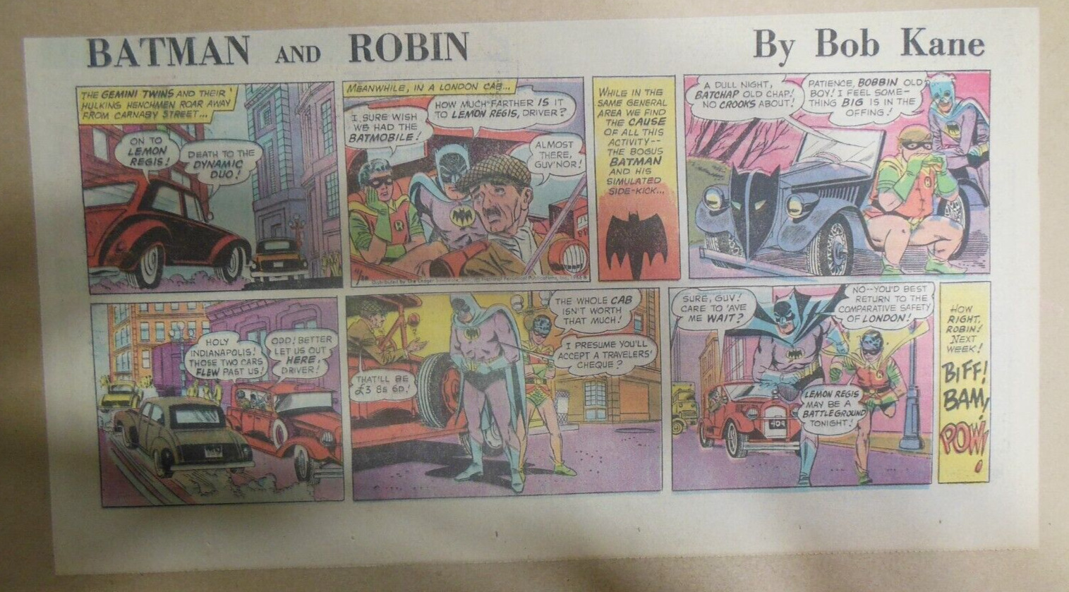 Batman Sunday by Bob Kane from 11/20/1966 Size: 7.5 x 15 inches British ...