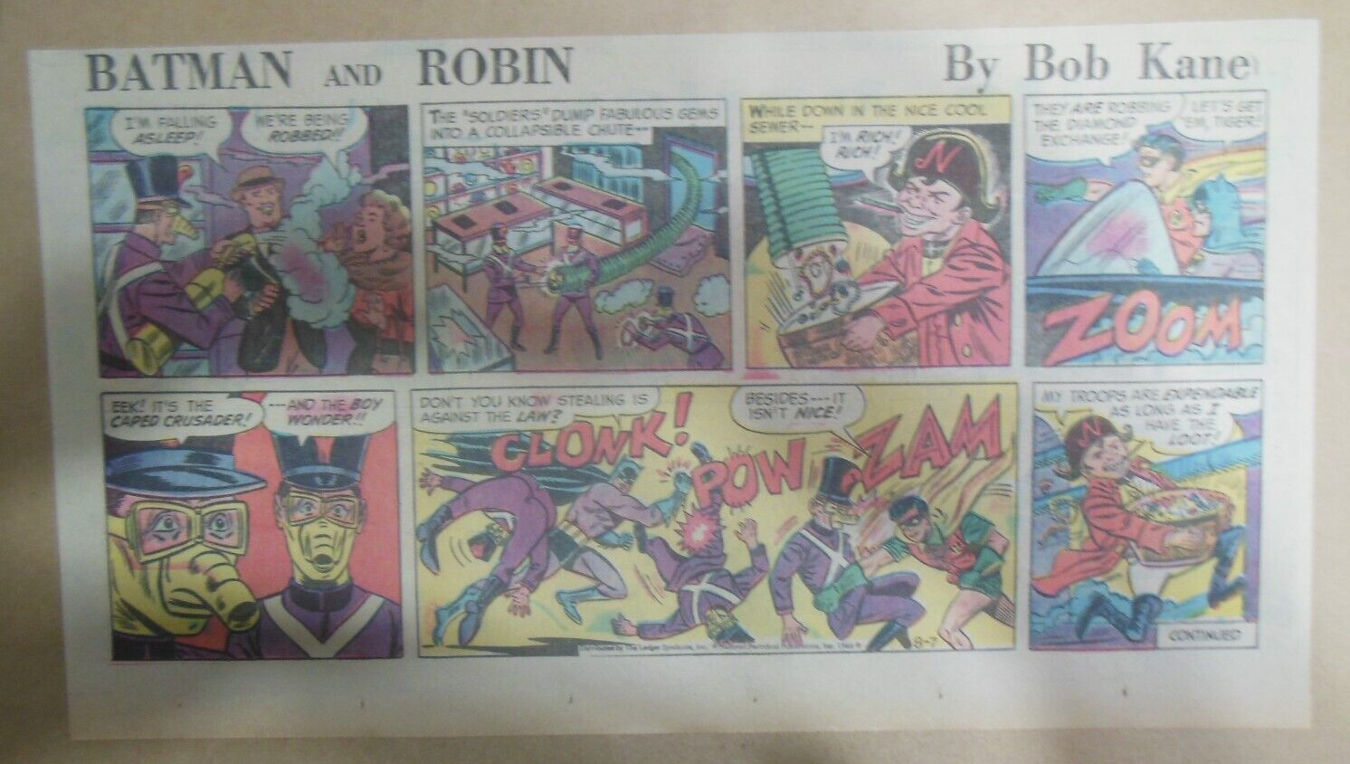 Batman Sunday by Bob Kane from 8/7/1966 Size: 7.5 x 15 inches Little ...