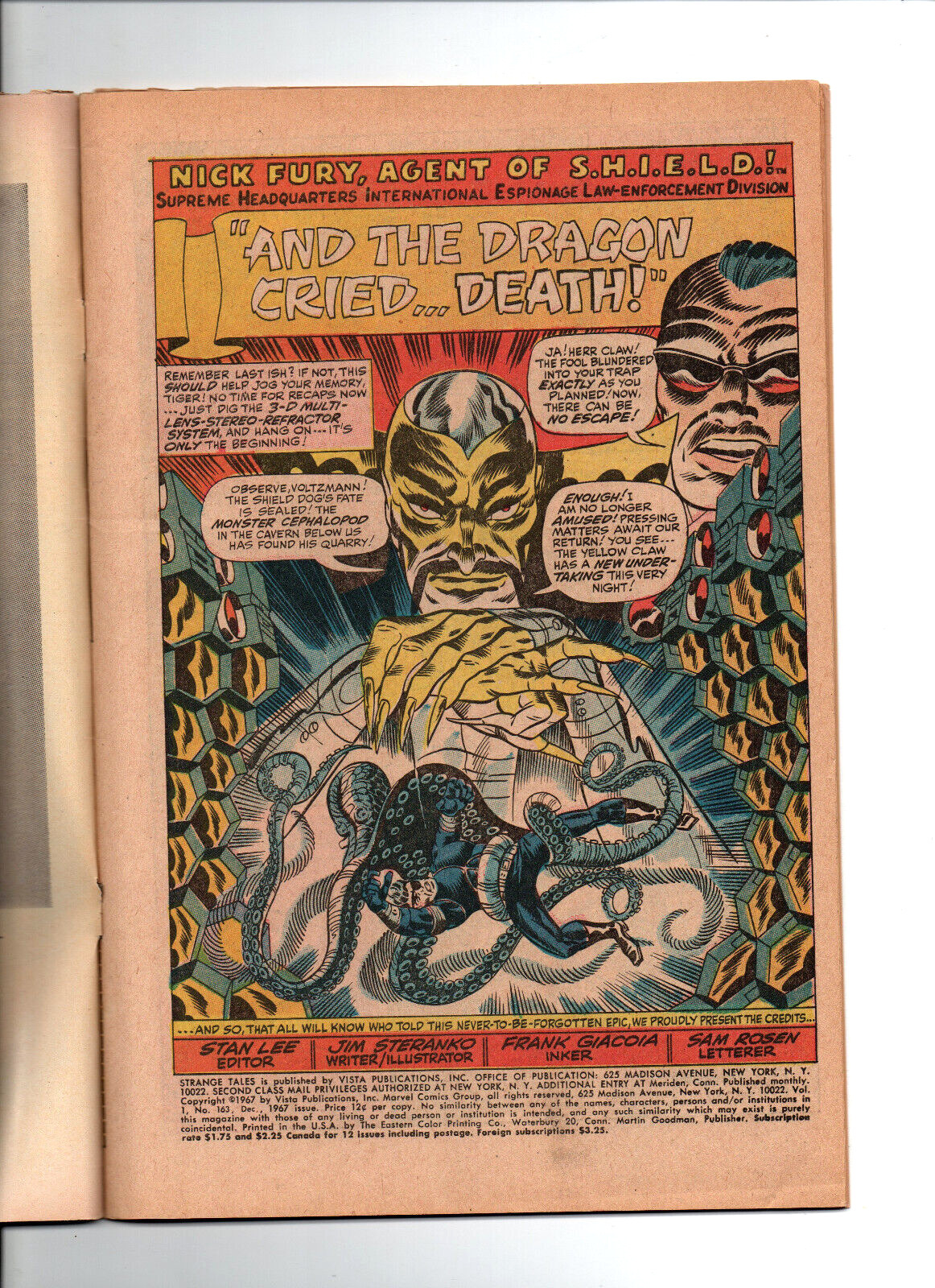 Strange Tales #163 - Doctor Strange - Nick Fury - Steranko - 1967 - FN ...