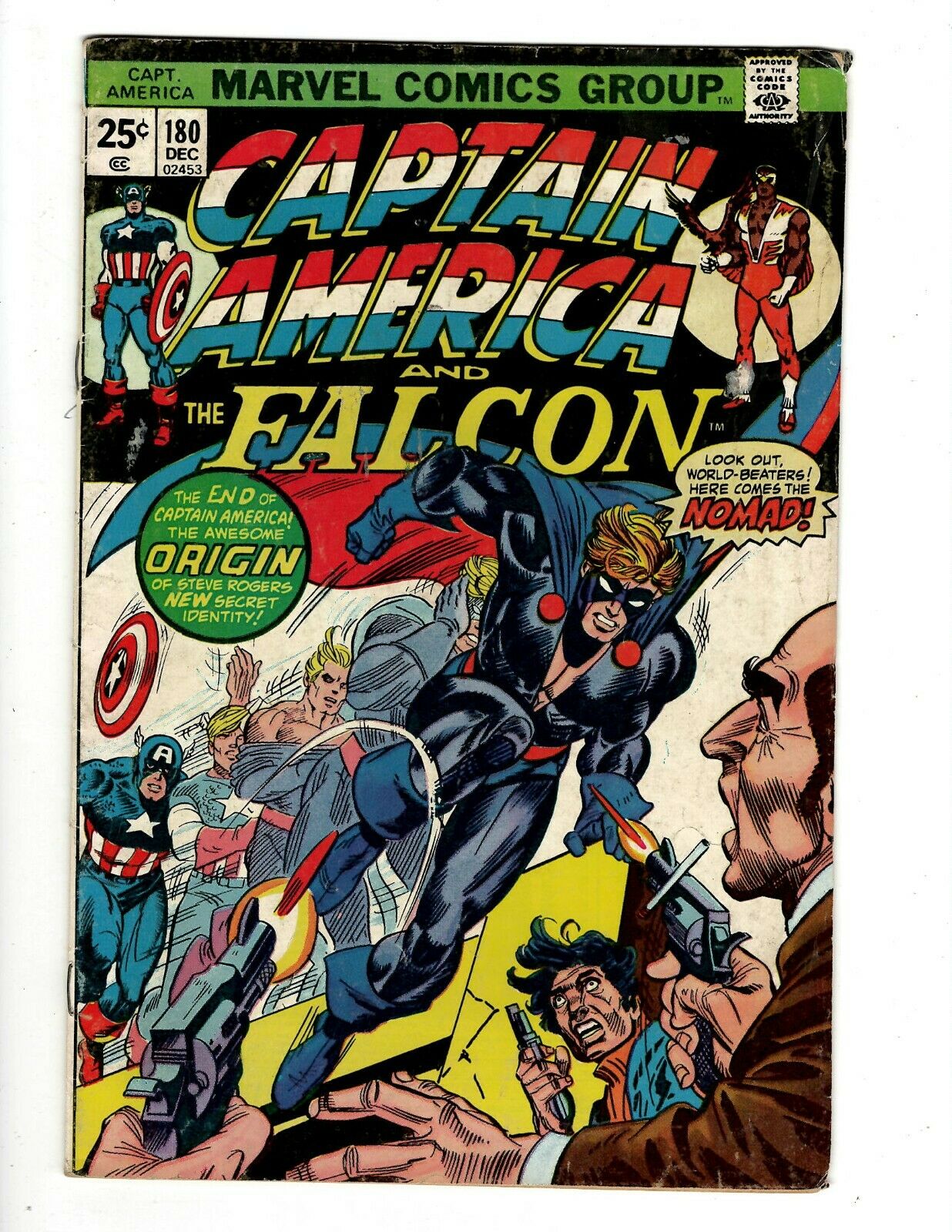 Captain America # 180 VG/FN Marvel Comic Book Nomad Steve Rogers ...