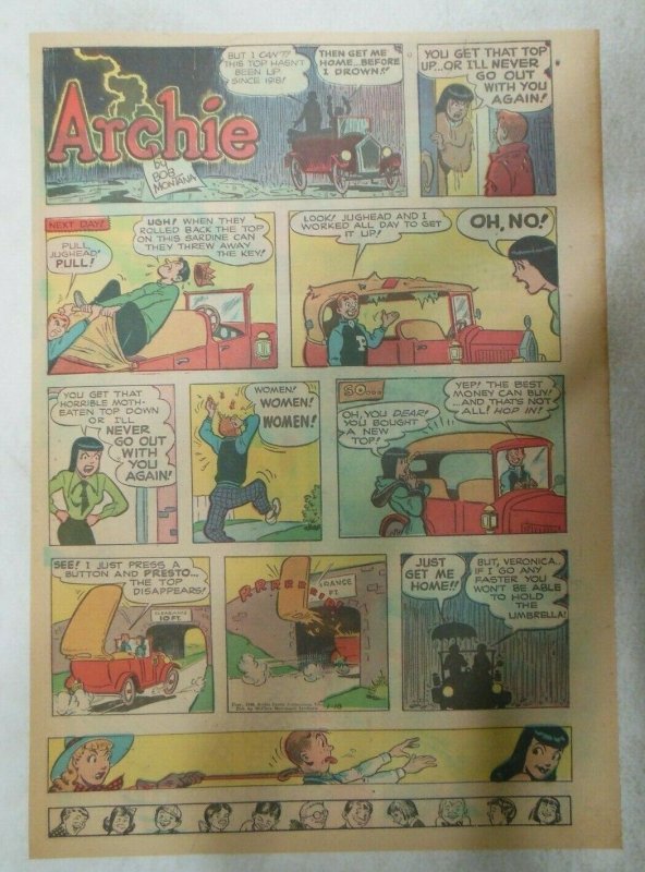 Archie by Bob Montana from 1/18/1948 Very Early! Tabloid Size Color ...