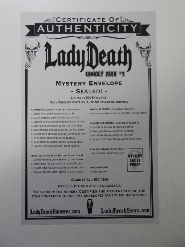 Lady Death Icon #1 Savage Holo Foil Coffin Edition NM Condition! W/ COA ...
