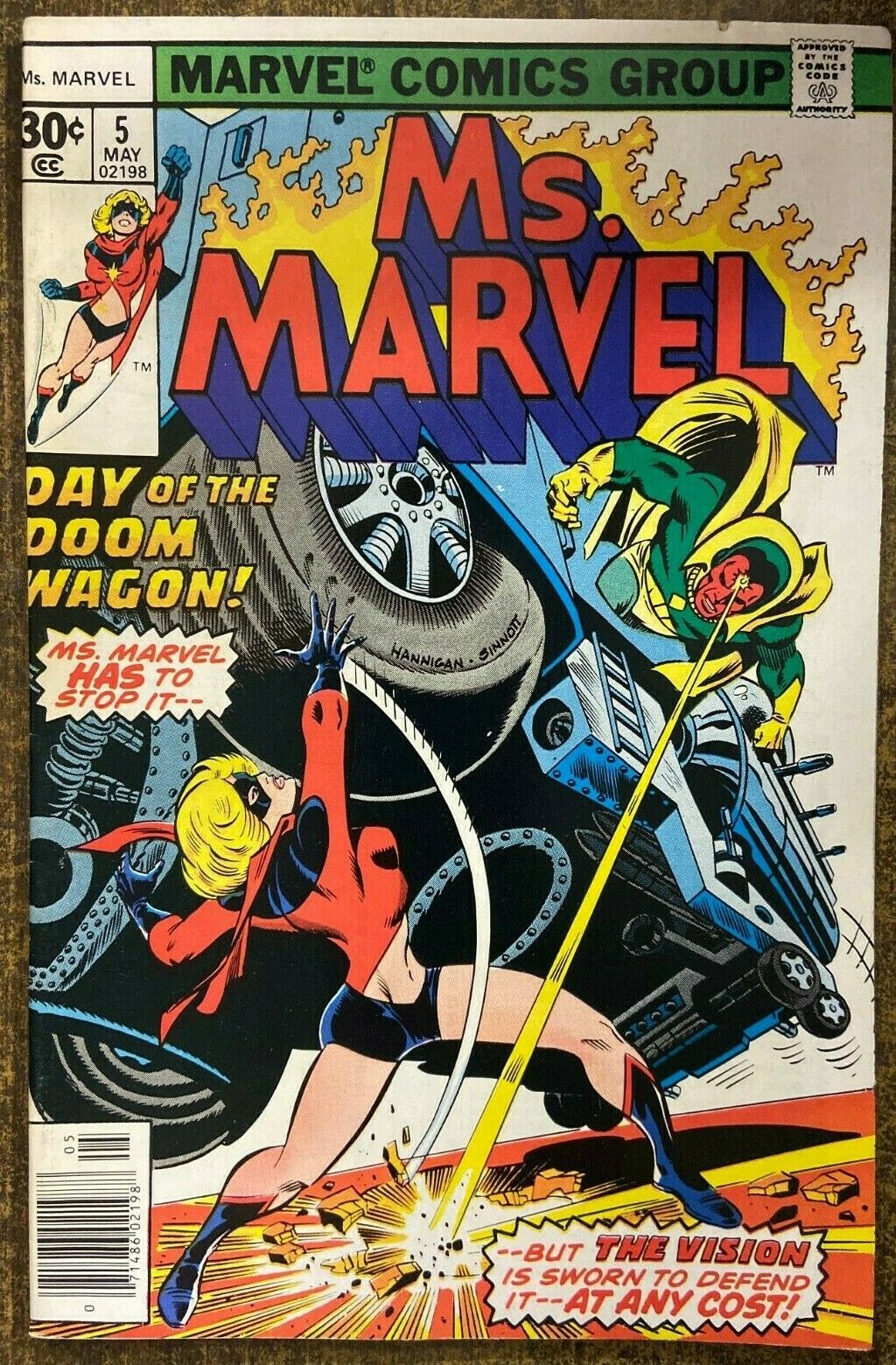 MS. MARVEL #5 (Marvel,5/1977) FINE (F) Vision! Tony Stark! J Jonah ...