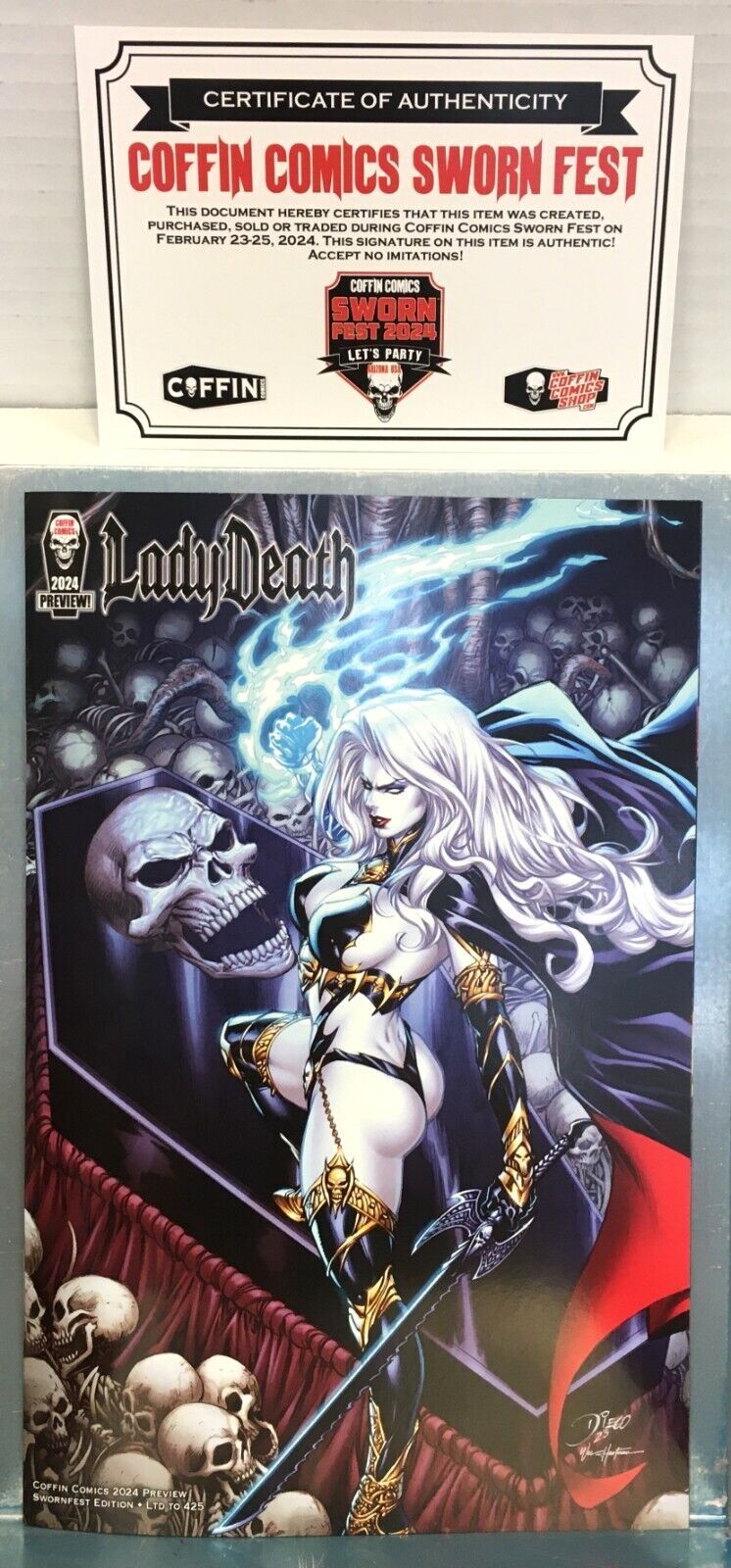 Lady Death: Coffin Comics 2024 Preview Swornfest Edition LTD to 425 Wh ...