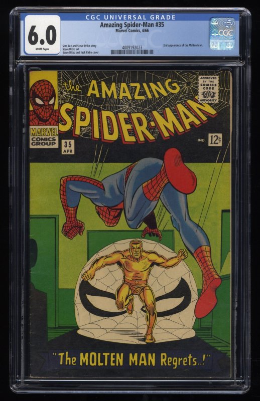 Amazing Spider-Man #35 CGC FN 6.0 White Pages Molten Man Appearance ...