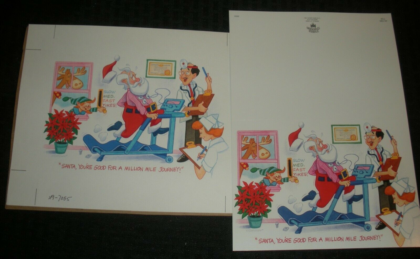 CHRISTMAS Santa Cartoon Doctor Gag 10.5x8.25" Greeting Card Art #7085 w ...