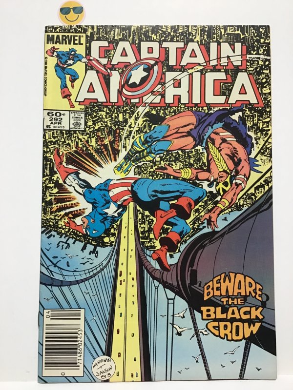 Captain America #292 (1984) Fn-VFn key 1st Full app Black crow ,Native ...