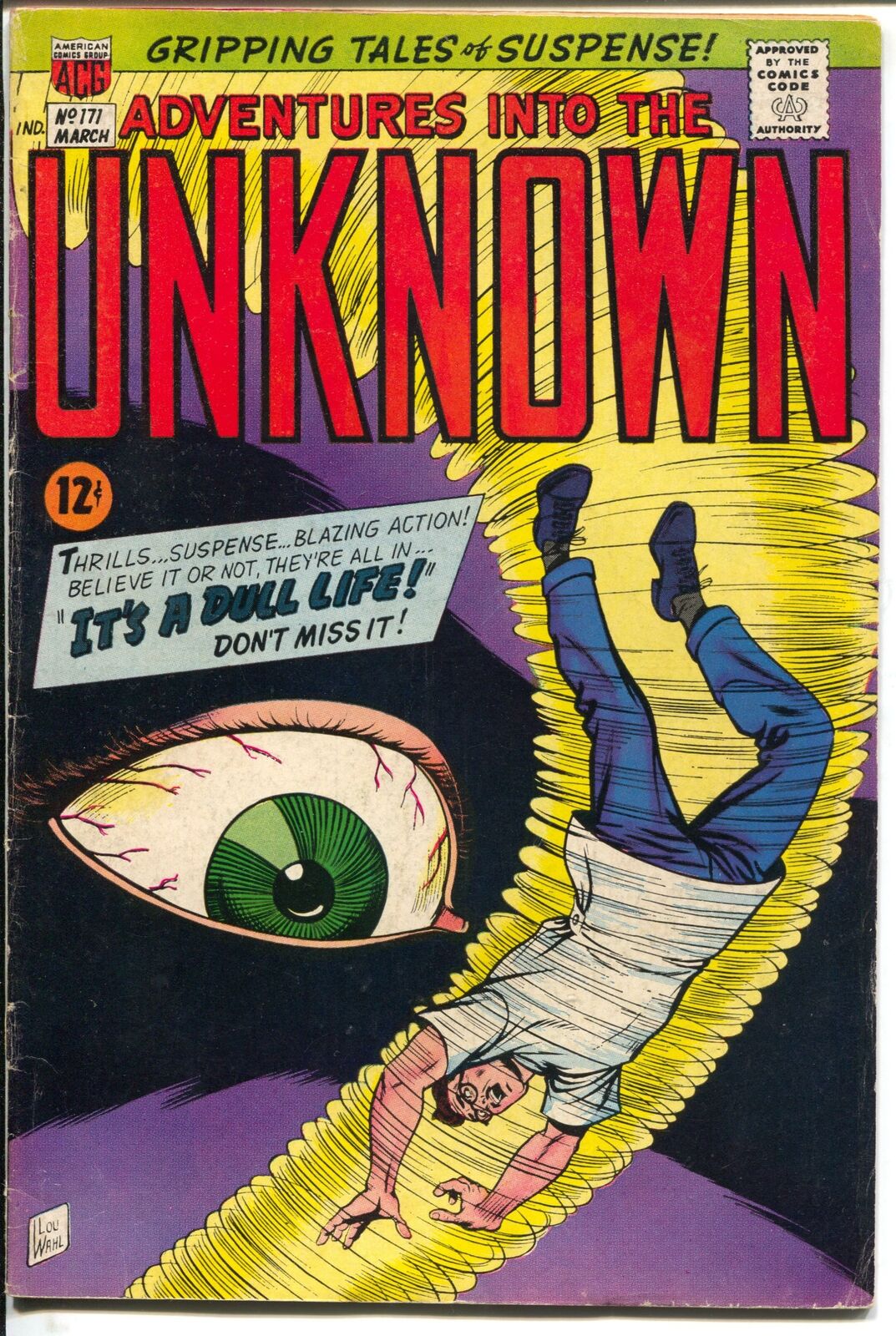 Adventures Into The Unknown #171 1967-ACG-eyeball cover-dinosaur-VG+ ...