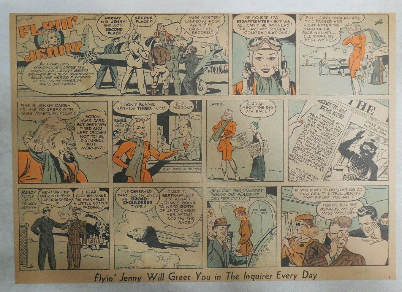 Flying Jenny Sunday Page by Russell Keaton from 2/25/1940 Size: 11 x 15 ...