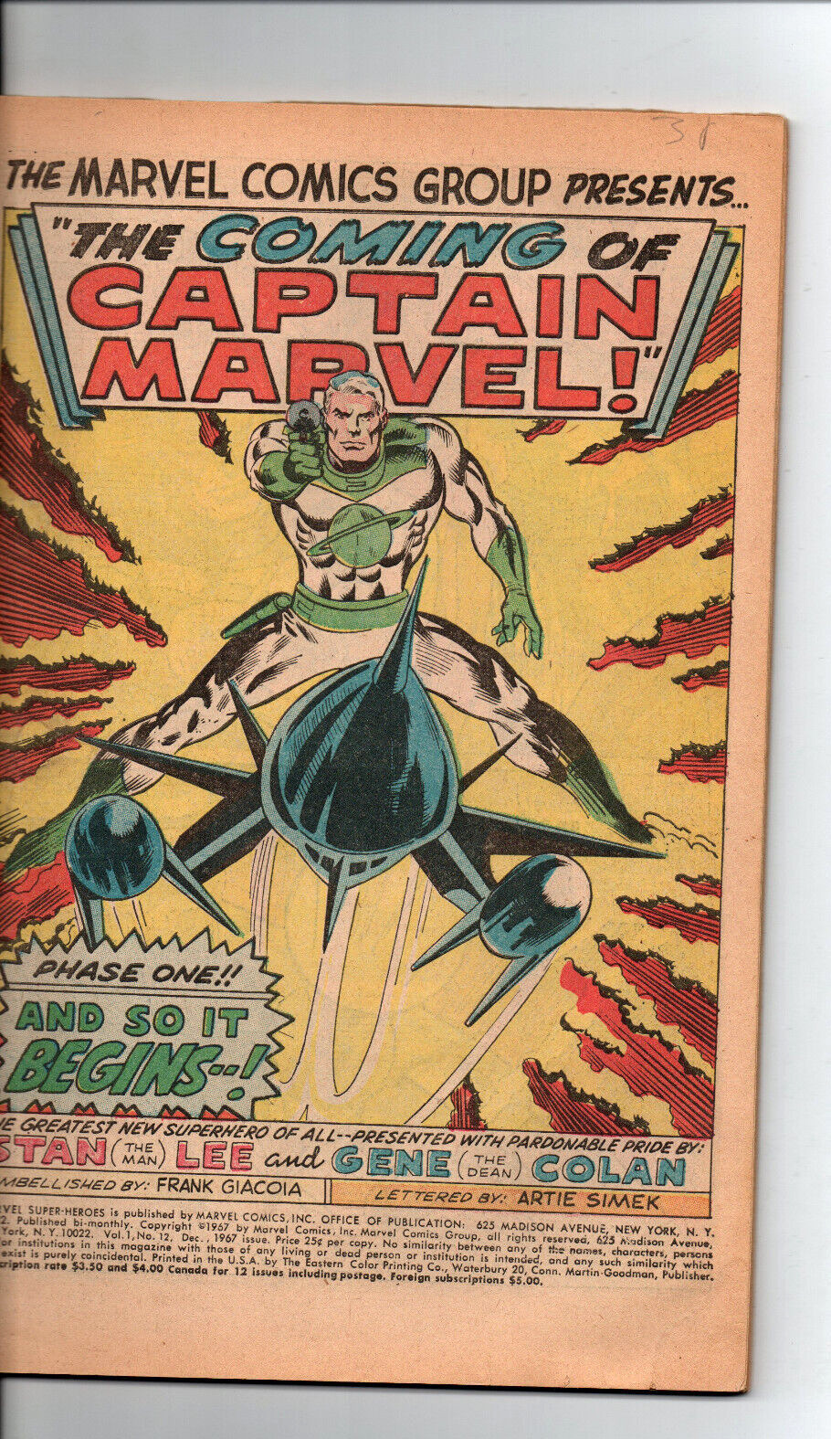 Marvel Super-Heroes #12 - 1st appearance Captain Marvel - KEY - 1967 ...