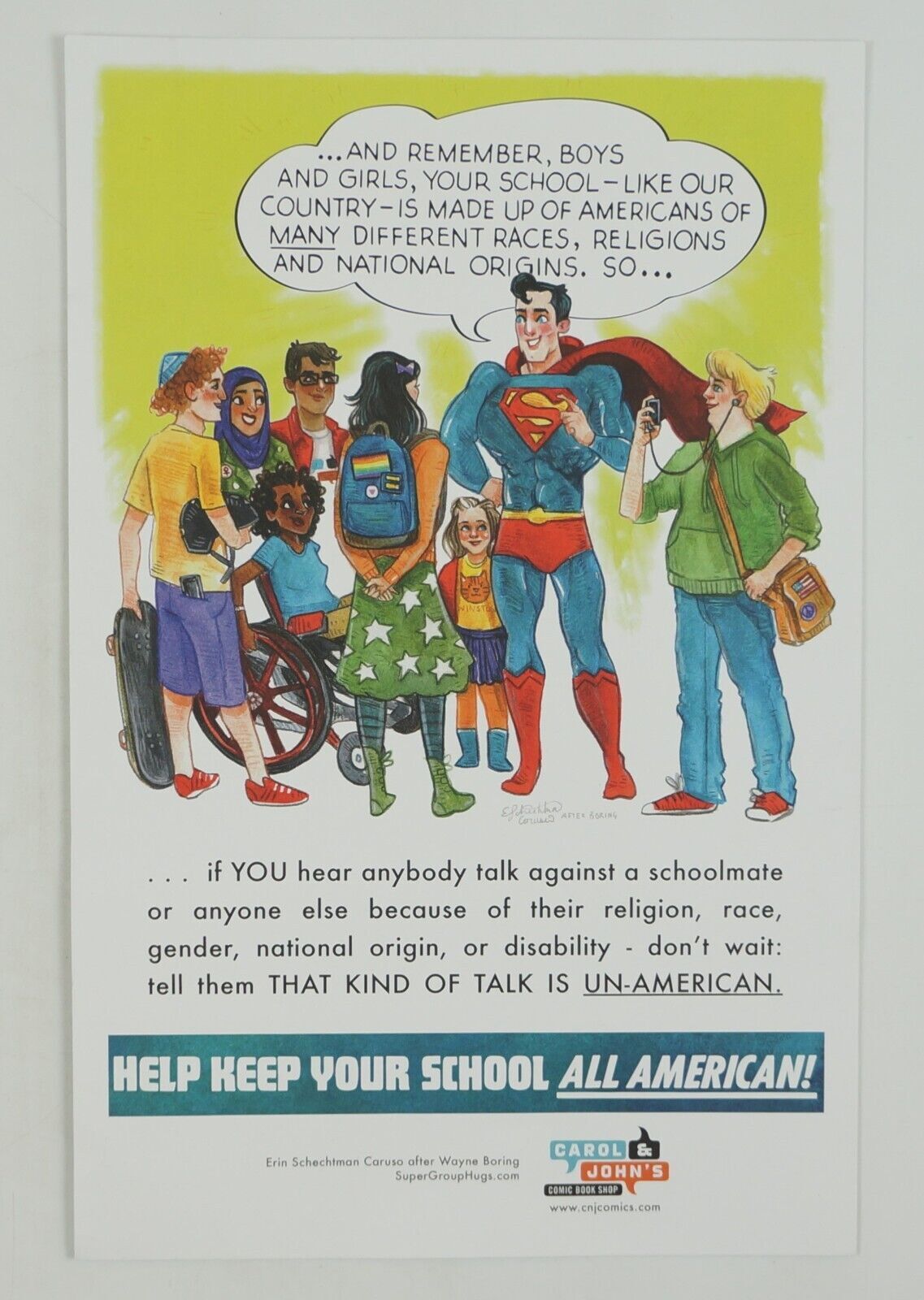 Superman Anti-Bigotry 11" x 17" Poster anti-racist anti-bullying ...