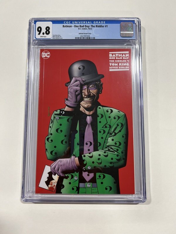 Batman ONE BAD DAY Riddler 1 Bolland Variant CGC 9.8 White Pages DC ...