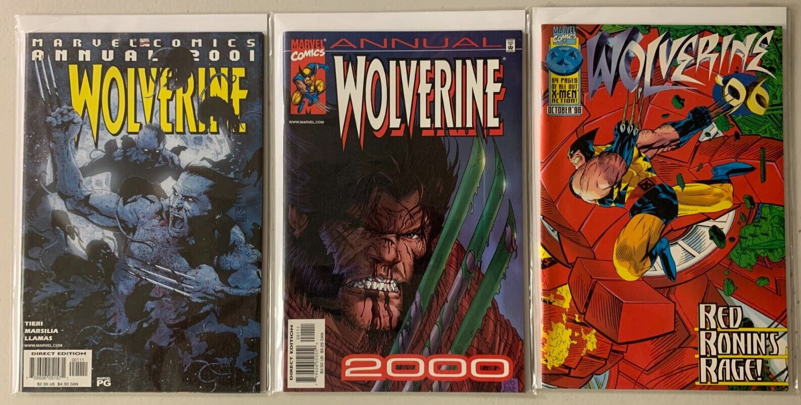 Wolverine Annual lot 3 different books Marvel (8.0 VF) (1996 to 2001 ...