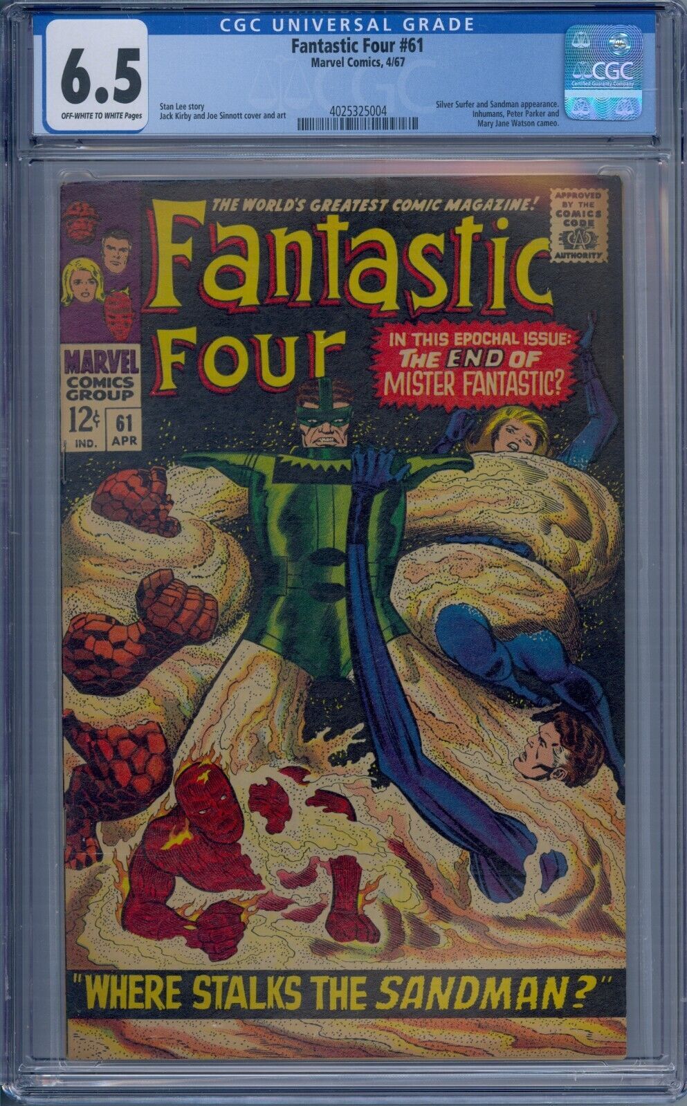 Fantastic Four #61 CGC 6.5 Silver Surfer Sandman Peter Parker Jack ...