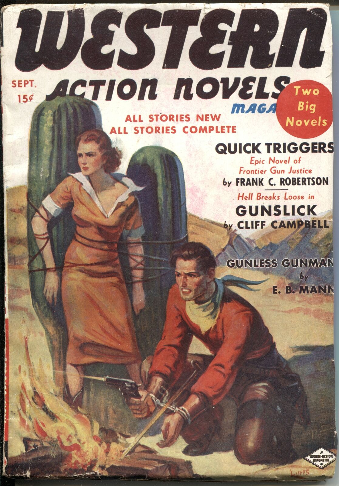 Western Action Novels - Sept 1937-Cactus Terror Bondage Cover-High ...