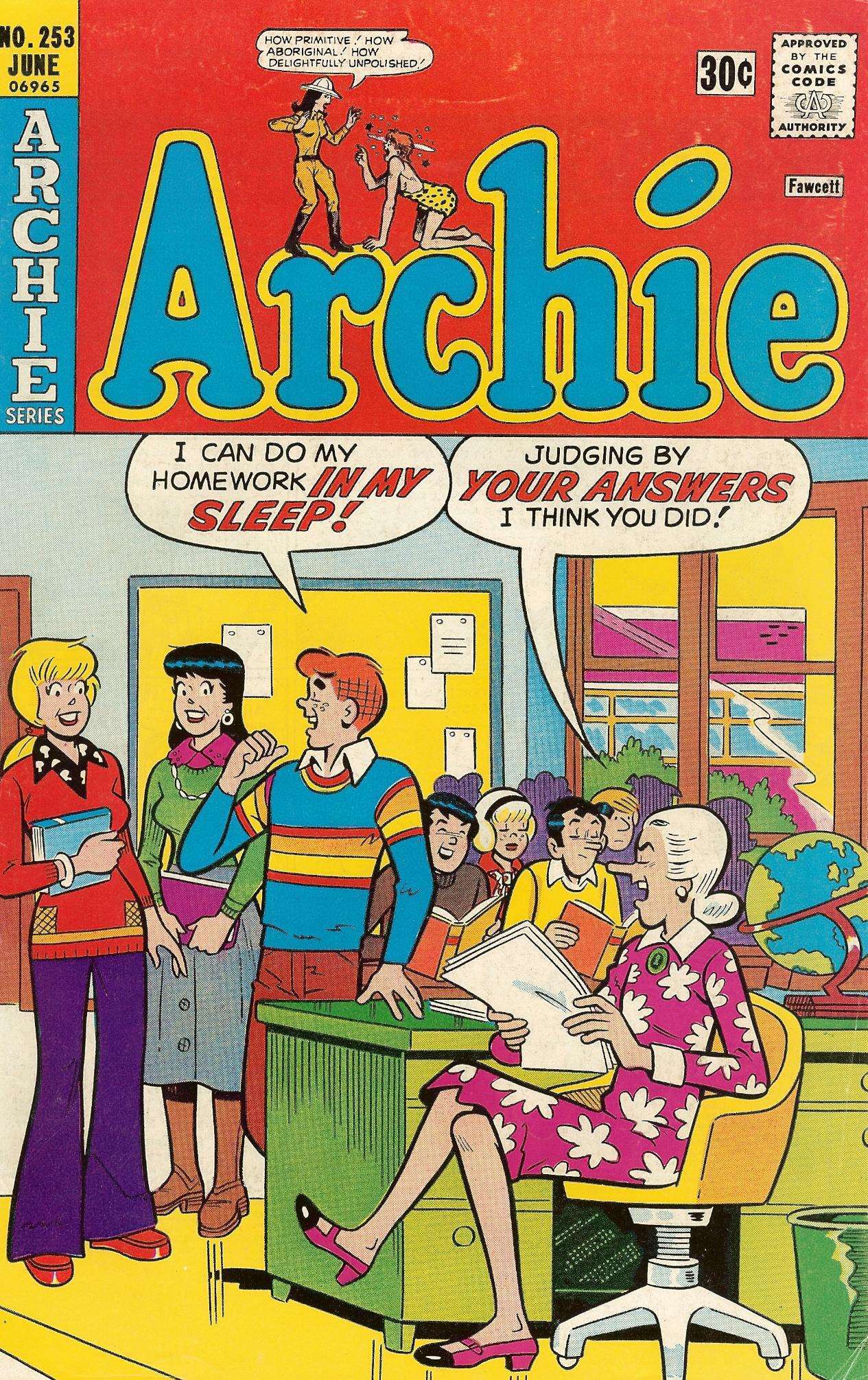 Archie #253 GD ; Archie | low grade comic June 1976 Homework Joke Cover ...