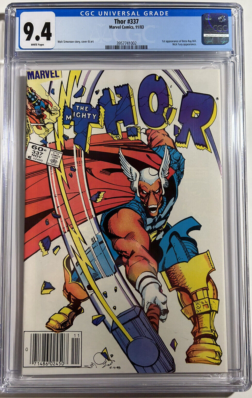 THOR #337 CGC 9.4 Newsstand MARVEL COMICS 1983 1st BETA RAY BILL Bronze ...