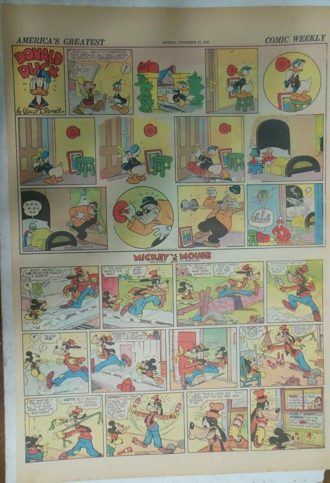 Mickey Mouse & Donald Duck Sunday Page by Walt Disney 11/24/1940 Full ...