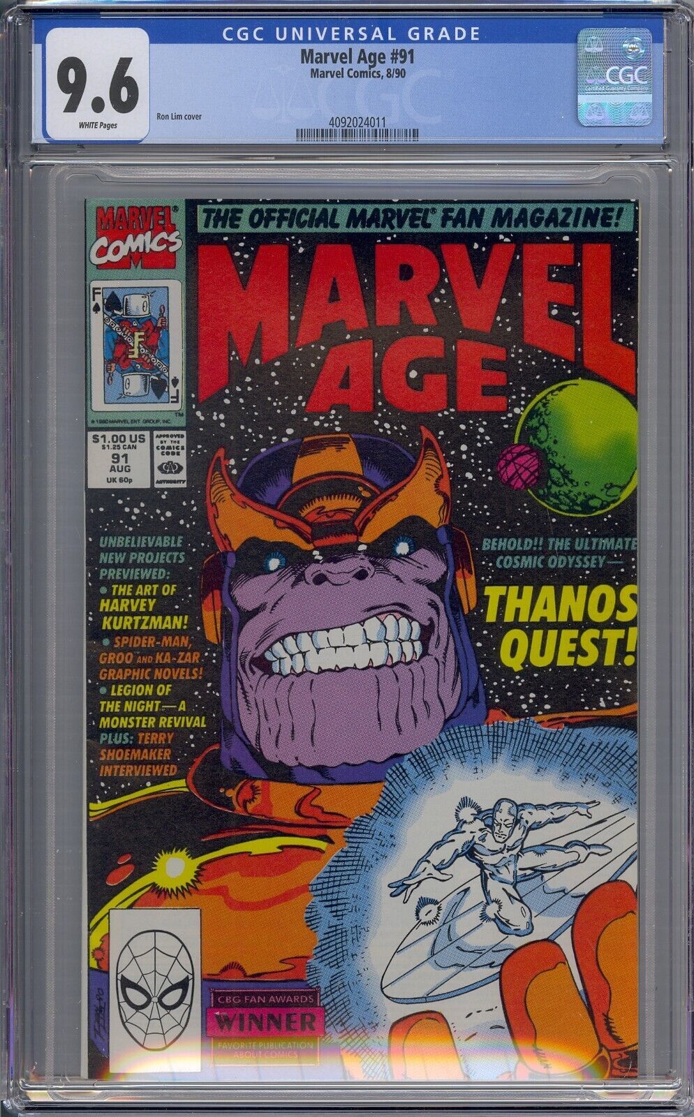 Marvel AGE #91 CGC 9.6 Thanos Quest Preview White Pages 4011 | Comic ...