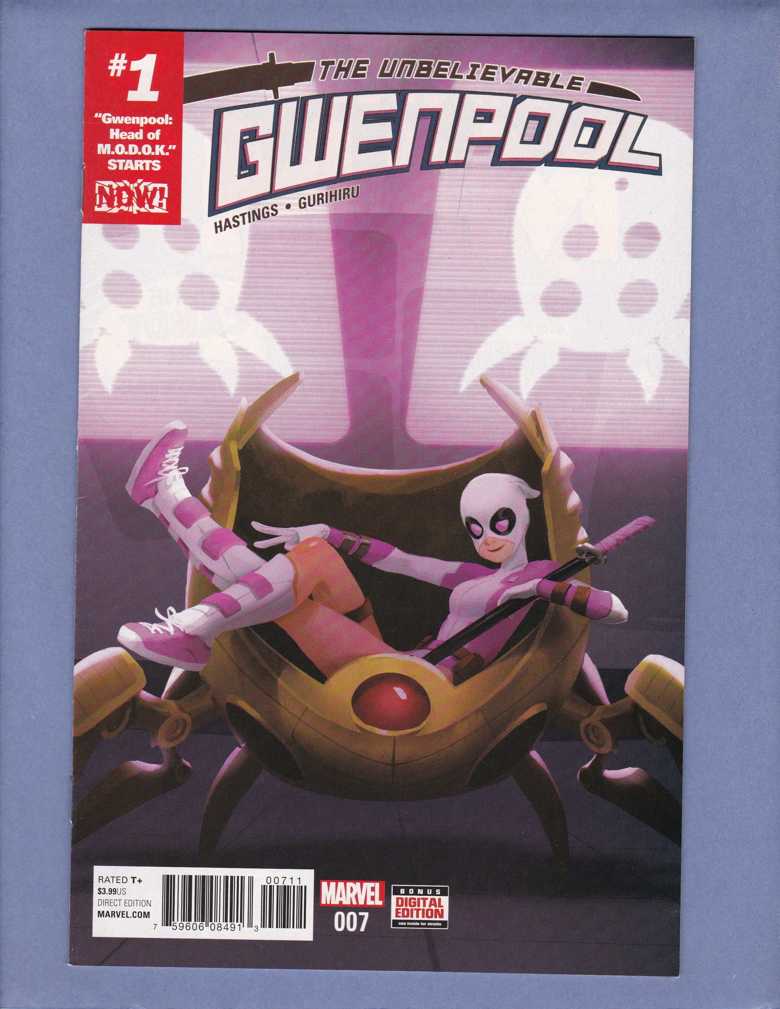 Unbelievable Gwenpool #7 VF/NM Front/Back Cover Scans Marvel 2016 ...