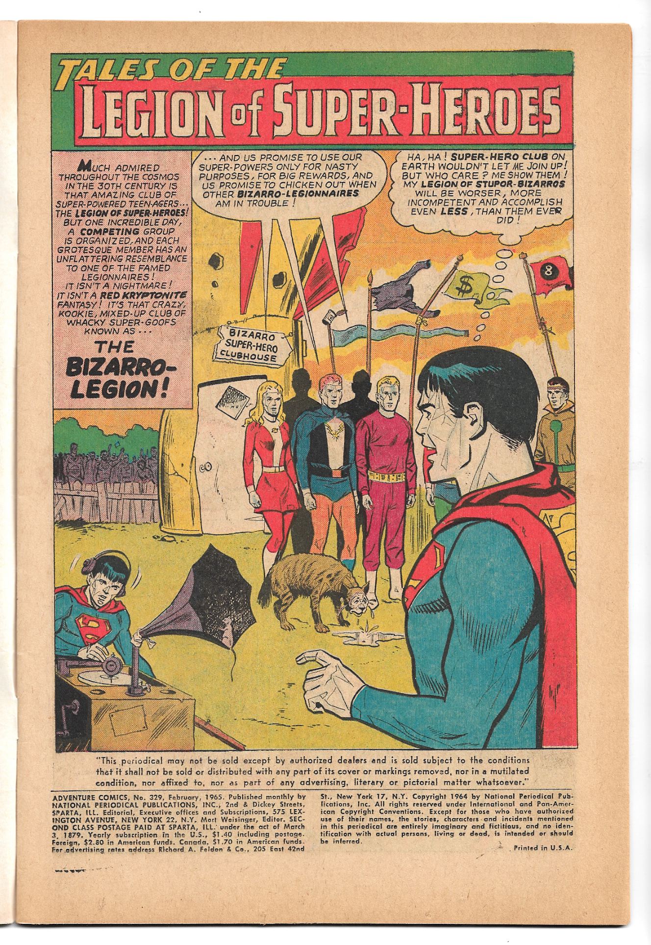 ADVENTURE COMICS #329 (Dec '61) 5.5 FN- Superboy meets the BIZARRO ...