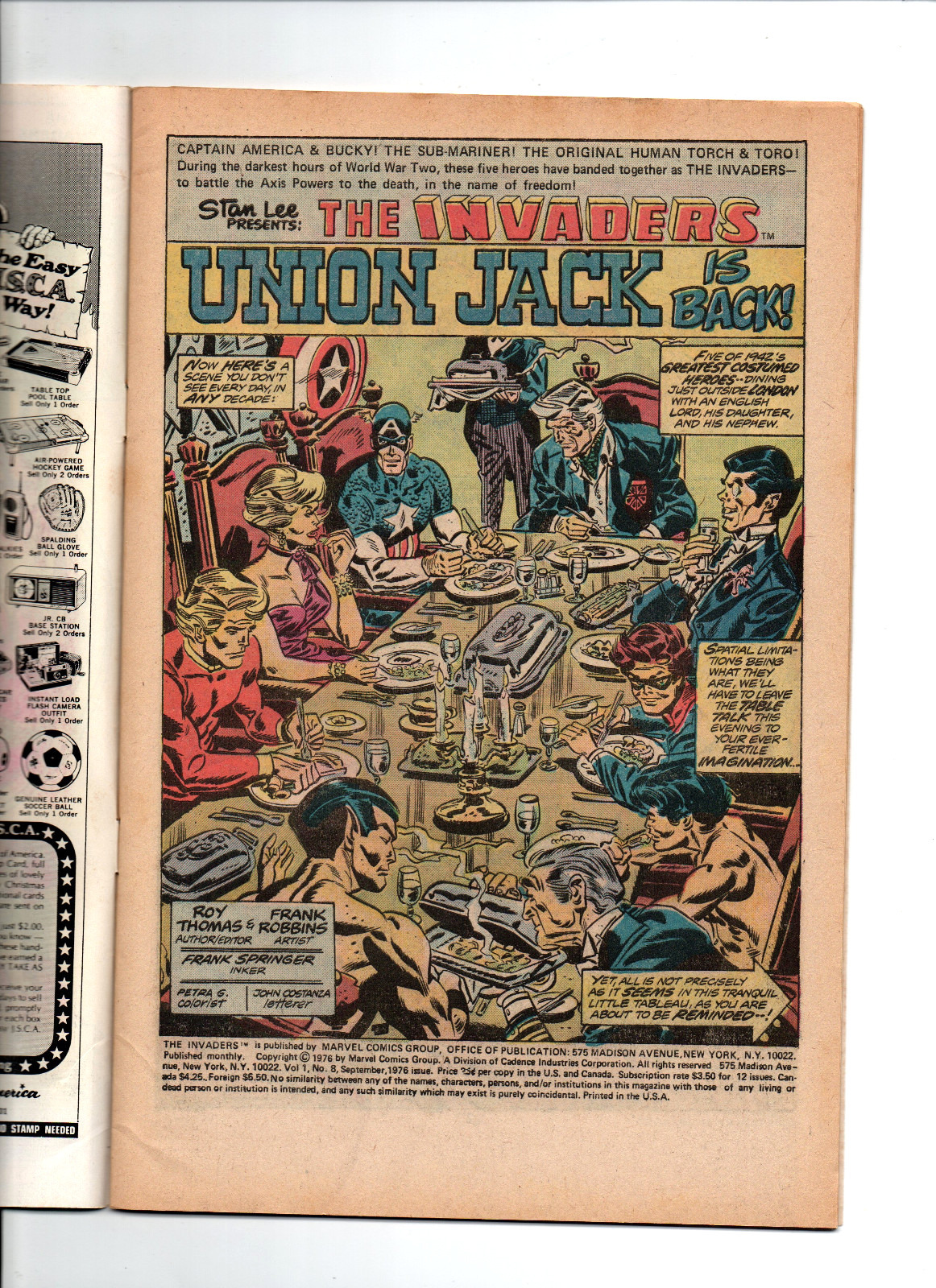 Invaders #8 newsstand - 1st Union Jack - KEY - Captain America - 1976 ...