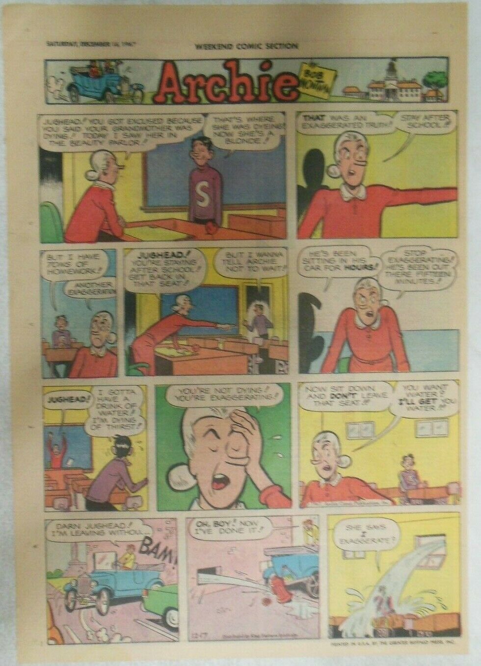 (51) Archie Sunday Pages by Bob Montana from 1967 All Tabloids Color ...