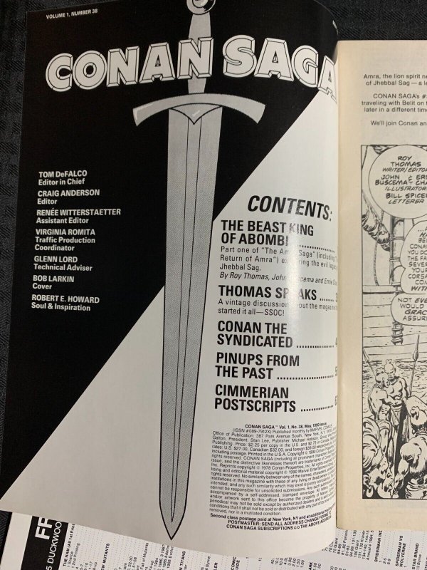 1990 CONAN SAGA Magazine #37 & 38 FVF 7.0 LOT of 2 Earl Norem / Bob ...