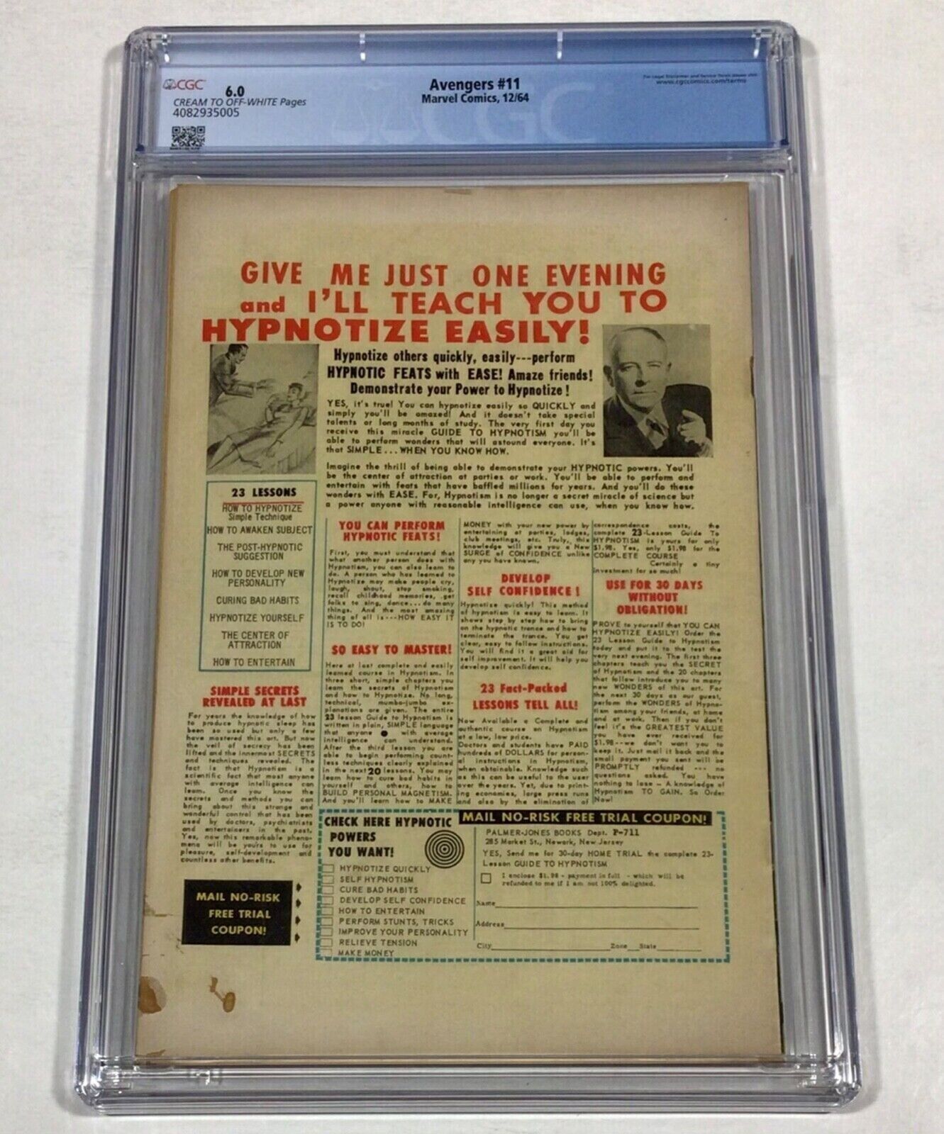 The Avengers #11 Early Spider Man App Kang Pin Up Marvel 1964 CGC 6.0 ...