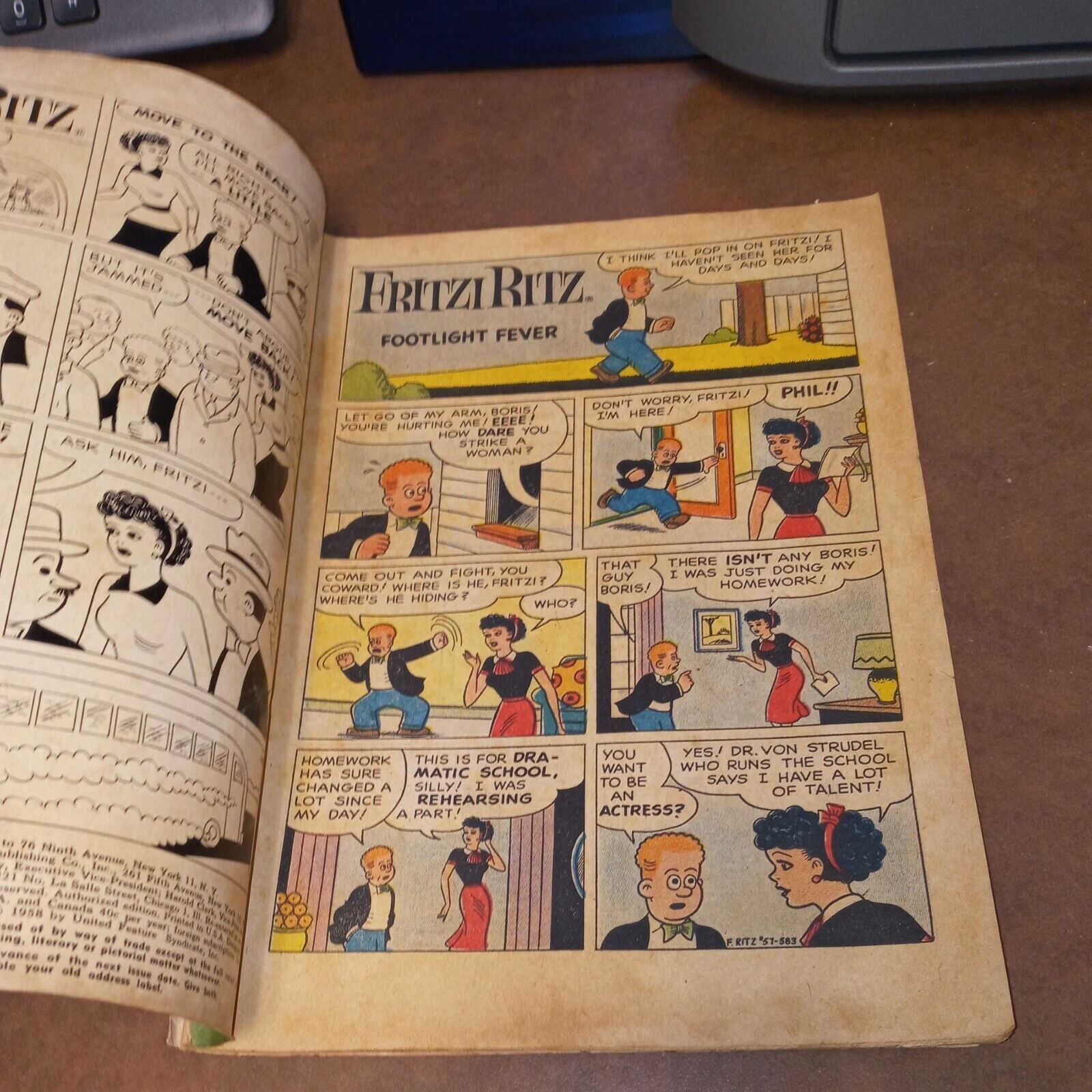 FRITZI RITZ #57 Dell Comics 1958 (4 page PEANUTS) charlie brown nancy ...