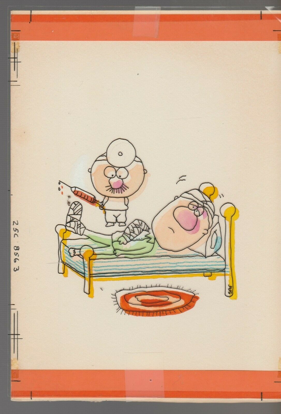 GET WELL SOON Cartoon Doctor with Needle 5.5x7.5" Greeting Card Art ...