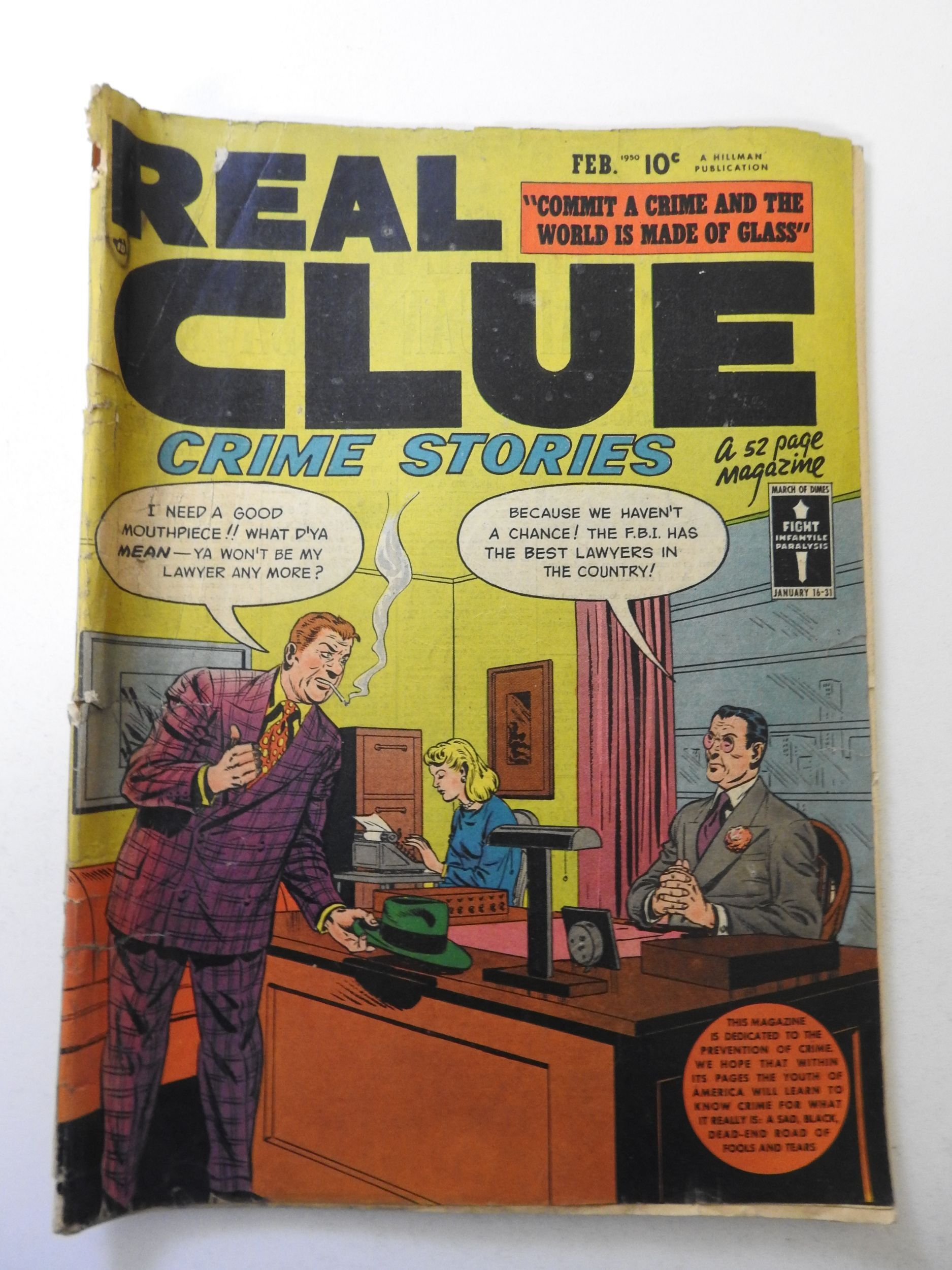 Real Clue Crime Stories #48 (1950) GD+ 3 in tear bc, 1 in cumulative ...