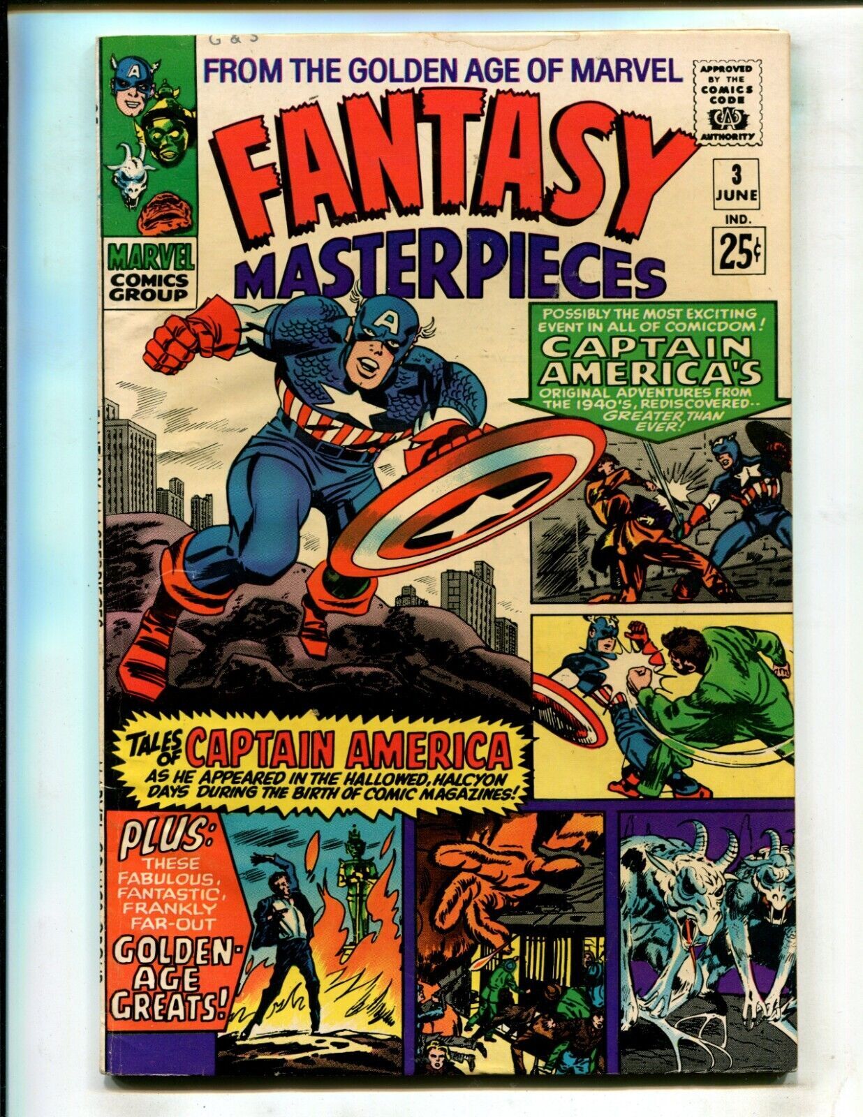 Fantasy Masterpieces #3 (4.0/4.5) 1st Golden AGE Captain America!! 1966 ...