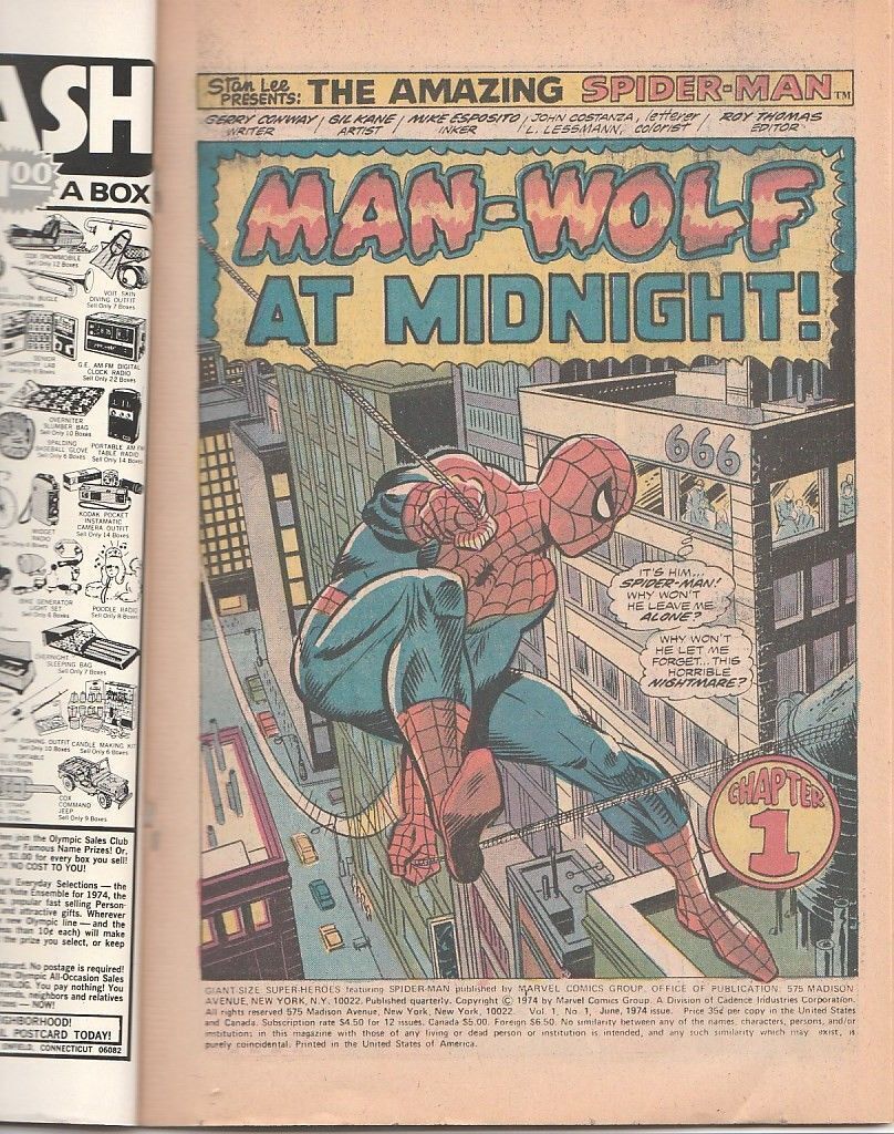 Giant Size Super Heroes 1 June 1974 Spider-Man Morbius Man-Wolf One ...