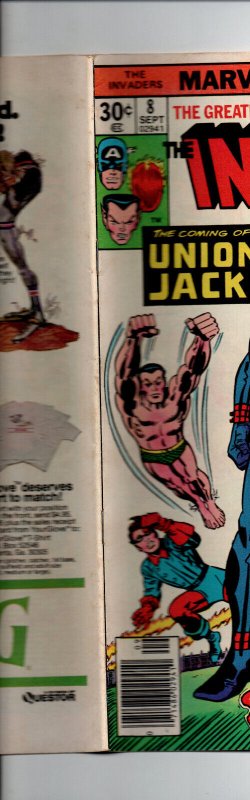 Invaders #8 newsstand - 1st Union Jack - KEY - Captain America - 1976 ...
