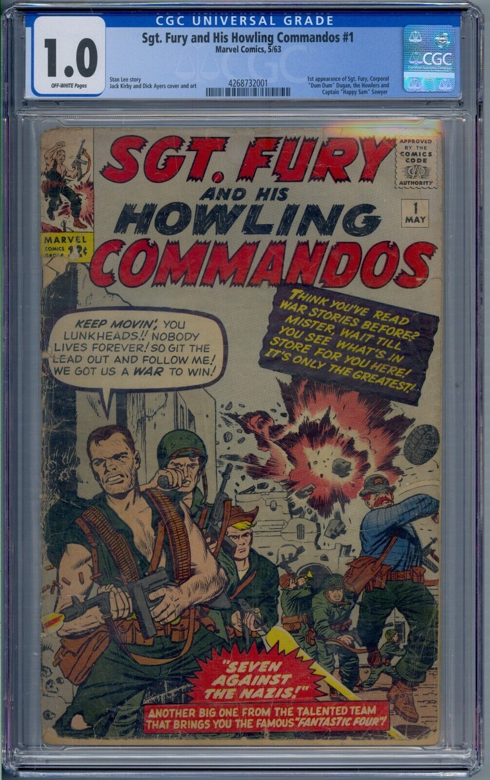 SGT Fury and HIS Howling Commandos #1 CGC 1.0 1st SGT Fury DUM DUM ...