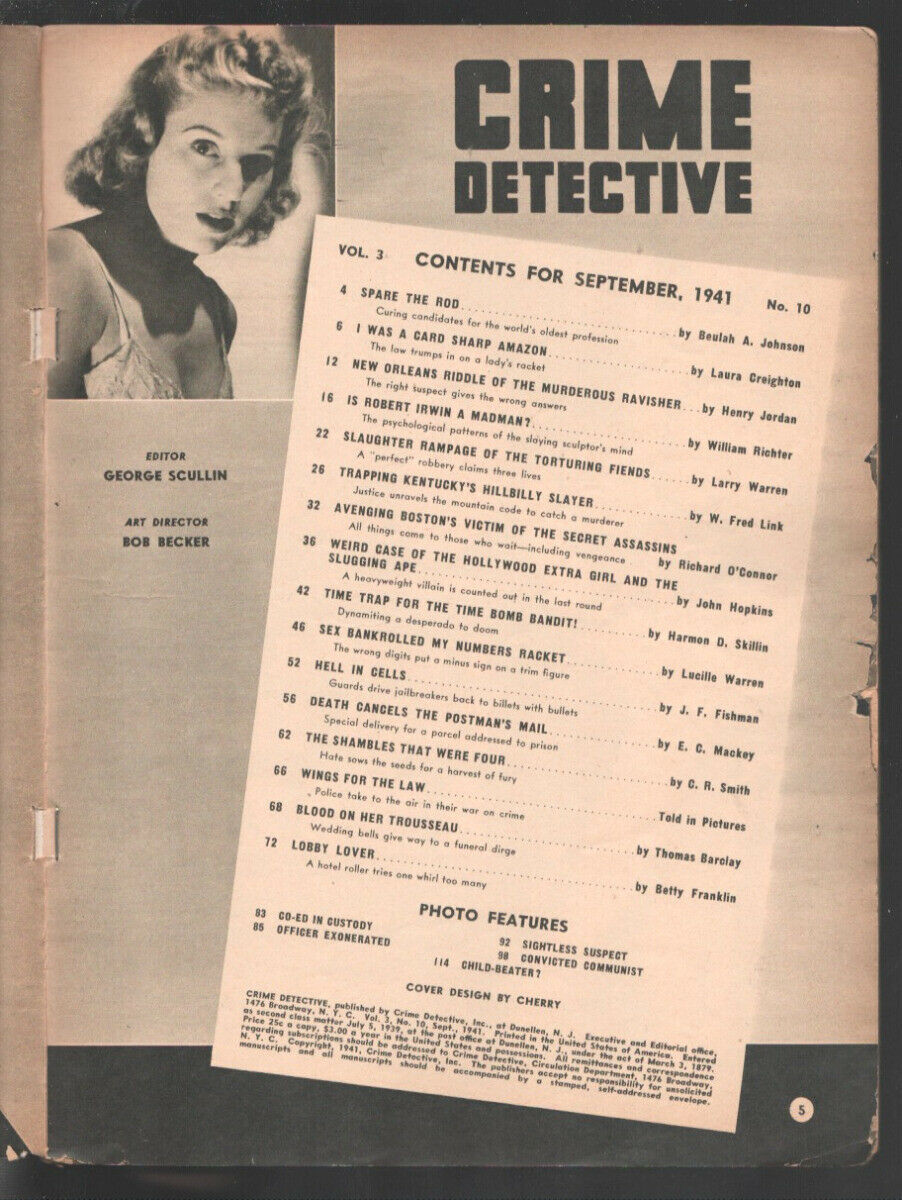 Crime Detective 9/1941-Good Girl stocking art cover-Violence ...