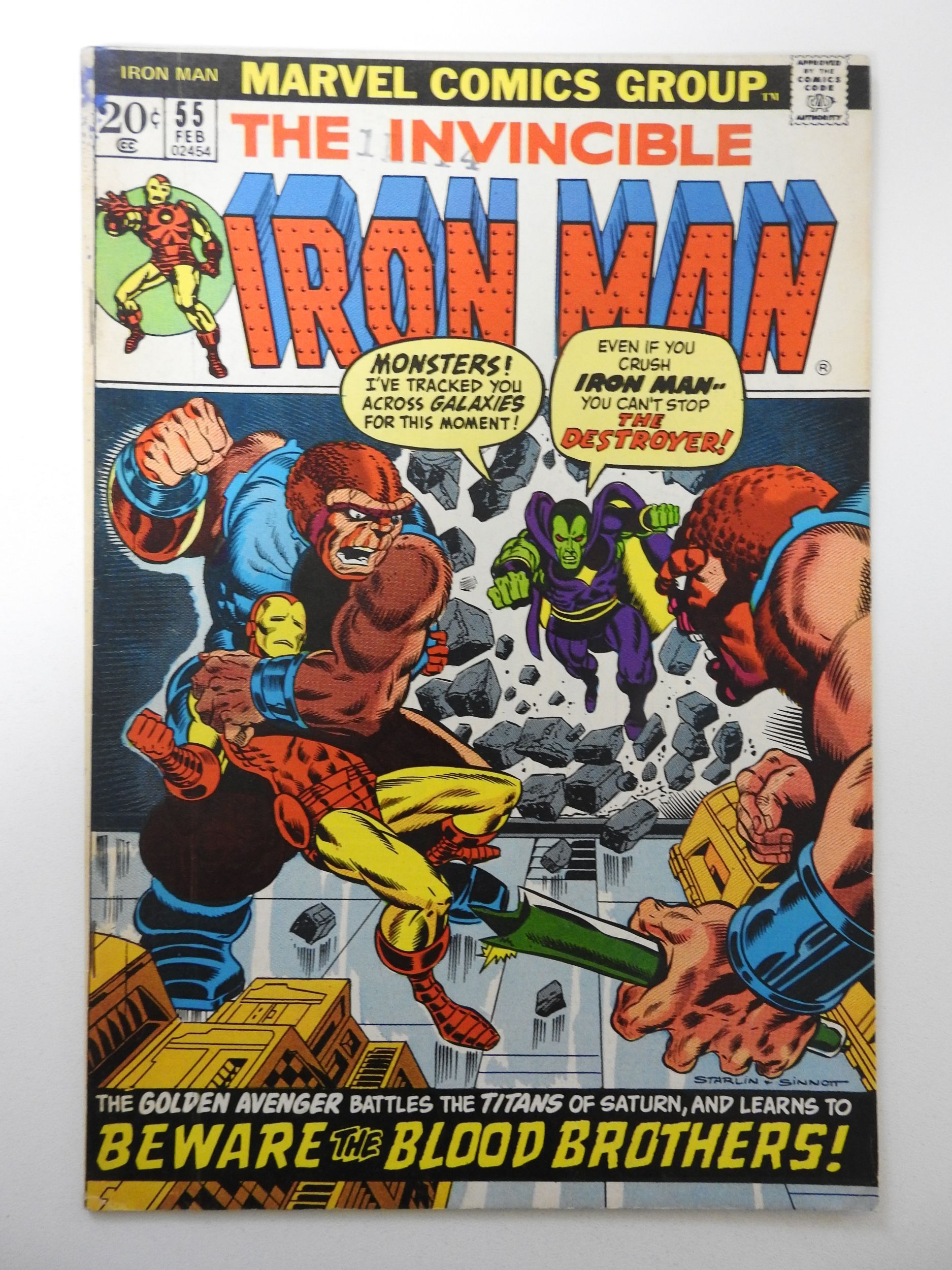 Iron Man #55 (1973) FN+ Condition! 1st appearance of Thanos! overspray ...