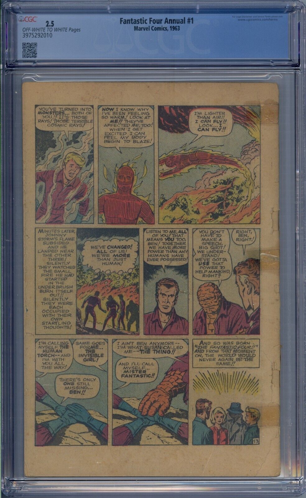 Fantastic Four Annual #1 CGC 2.5 Spider-Man Origin Sub-Mariner 1st Lady ...