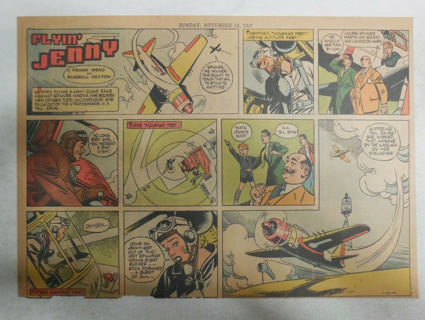 Flying Jenny Sunday Page by Russell Keaton from 11/16/1941 Size: 11 x ...