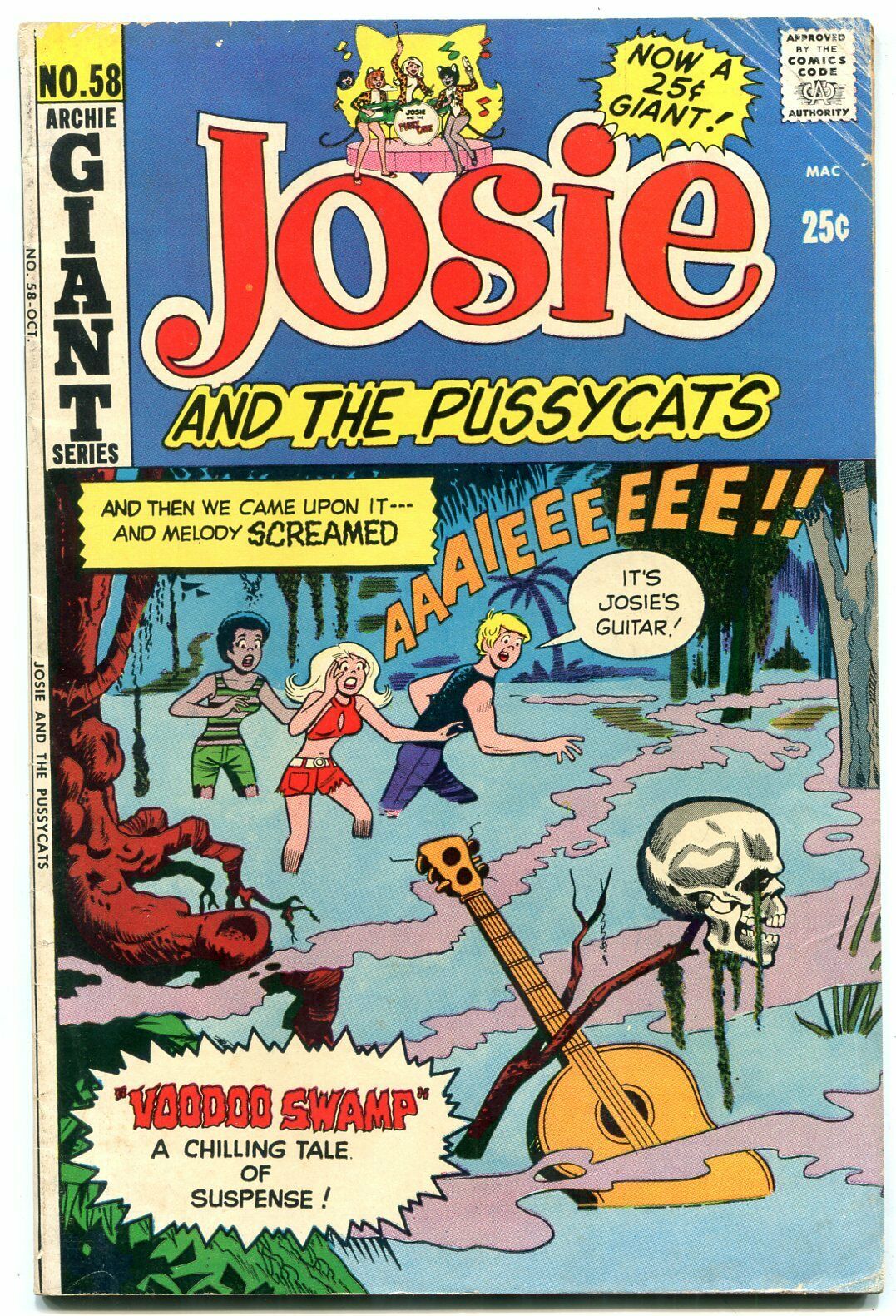 Josie and the Pussycats #58 1971- Horror cover- Archie Giant VG | Comic ...