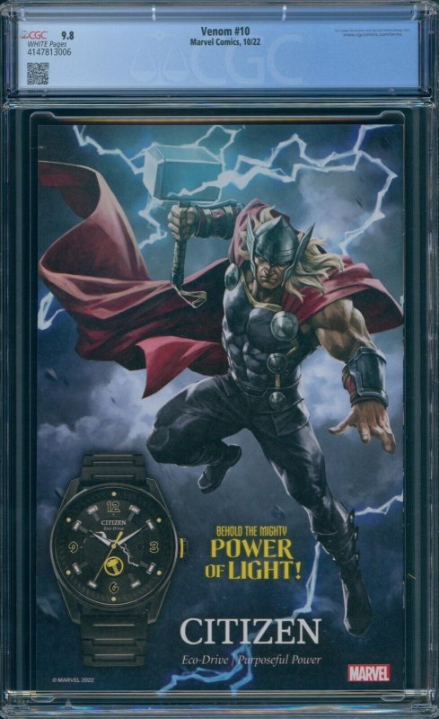 Venom #10 CGC 9.8 Hitch Cover A 1st Mention of a 7th Venom Marvel 2022 ...