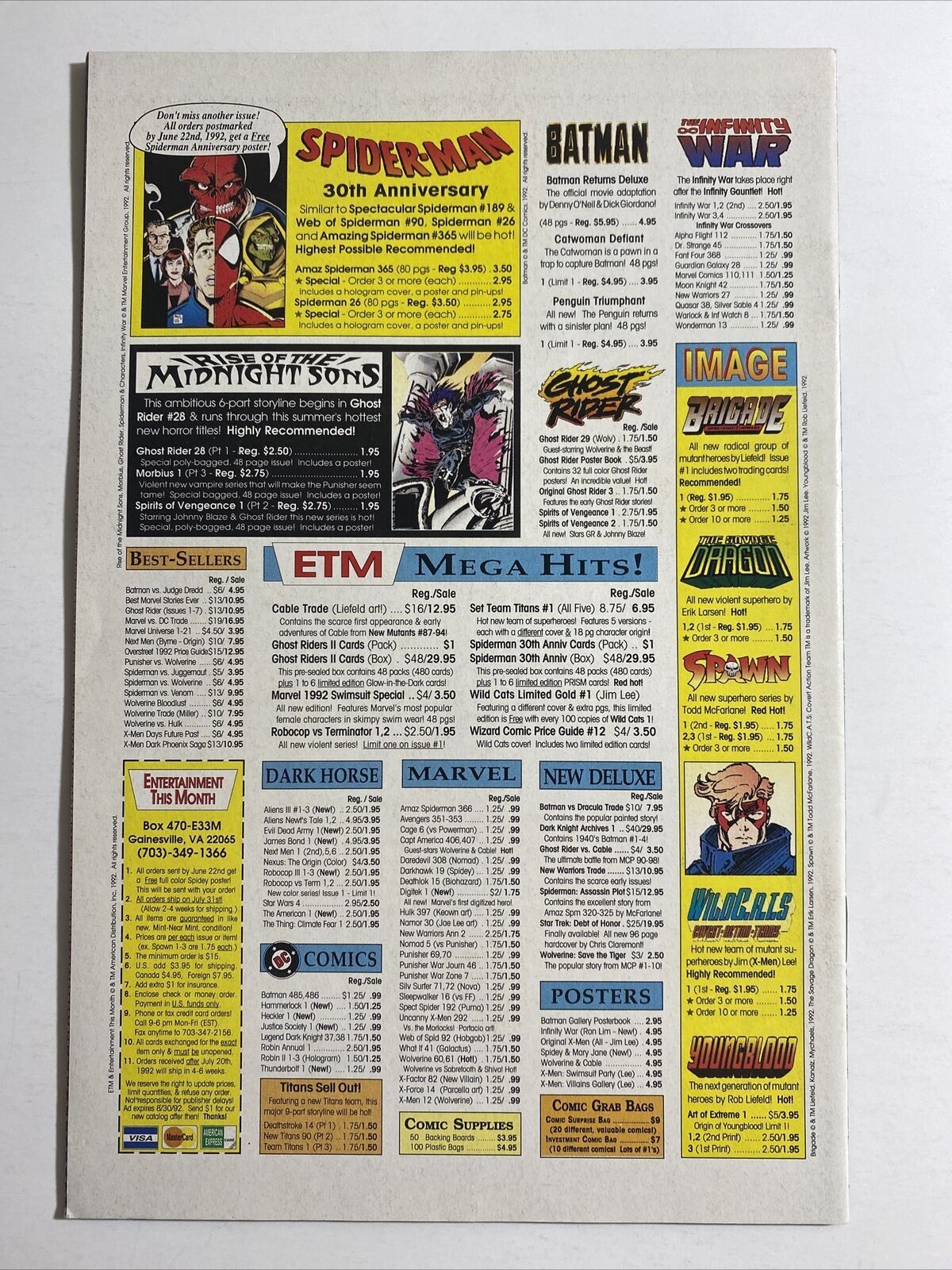 Ghost Rider #28 W/Poster 1992 1st Lilith Midnight Sons Andy + Joe ...